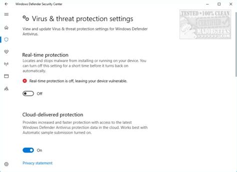 Disable Windows Defender Temporarily On Windows 10 MajorGeeks