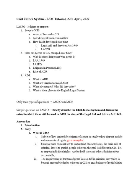 Civil Justice System Lsm Tutorial 27th April 2022 Pdf Legal Aid Burden Of Proof Law