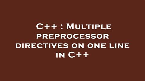 C Multiple Preprocessor Directives On One Line In C YouTube