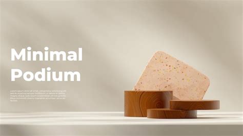 3d рендеринг пустого макета деревянной текстуры цилиндра подиума на фоне пейзажного куба