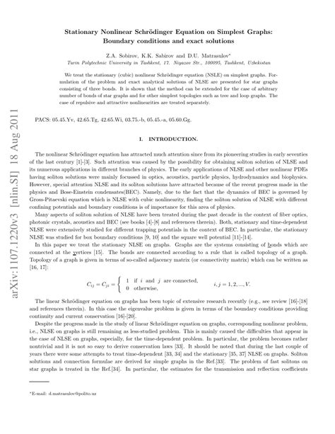Pdf Stationary Nonlinear Schrödinger Equation On Simplest Graphs