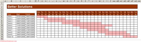 Excel Conditional Formatting Timeline Table