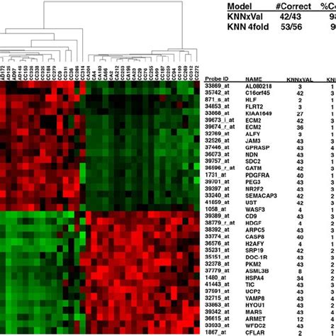 Two Dimensional Hierarchical Clustering Of 43 Samples Is Shown Using A