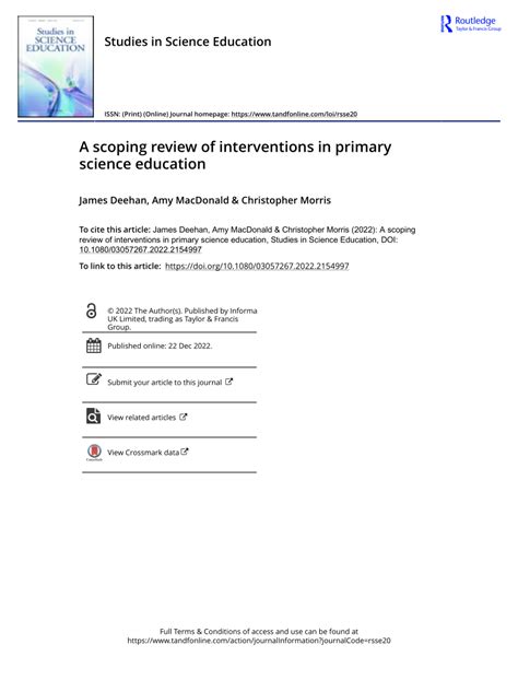 Pdf A Scoping Review Of Interventions In Primary Science Education