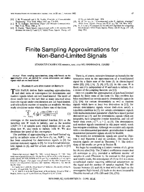 Pdf Finite Sampling Approximations For Non Band Limited Signals