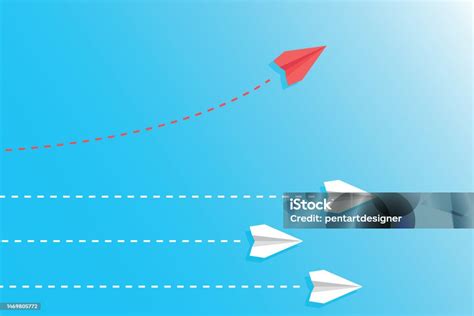 개념을 다르게 생각하십시오 방향을 바꾸는 빨간 종이 비행기 개체 그룹에 대한 스톡 벡터 아트 및 기타 이미지 개체 그룹 리더십 사람들 Istock