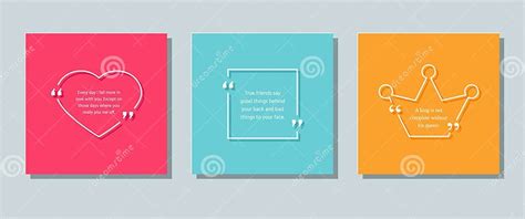 Quote Box Frame Template Text Quotations Vector Color Illustration Stock Illustration