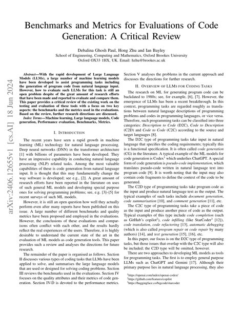 Pdf Benchmarks And Metrics For Evaluations Of Code Generation A Critical Review