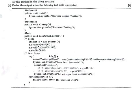 Solved For This Method In The Junit Notation B Derive The