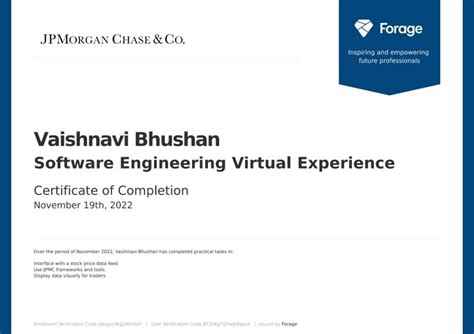 Vaishnavi Bhushan On Linkedin Software Experience Certificateofcompletion Virtualinternship