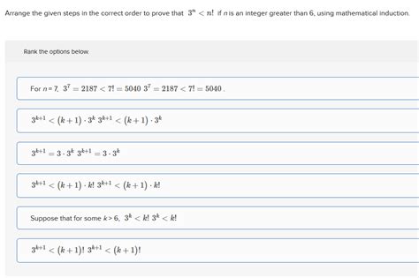 Solved Arrange The Given Steps In The Correct Order To Prove Chegg