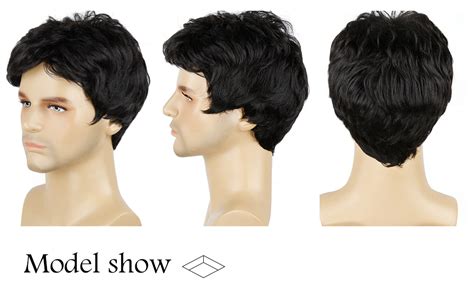 Bchr Mens Wigsshort Mens Black Wig Layered Natural Hair