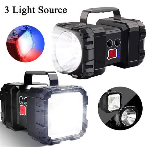 새로운 높은 전원 Xhp100 손전등 Led 충전식 2 헤드 서치라이트 휴대용 스포트라이트 투광 조명 캠핑 장비 토치 플래시라이트 밝은 잘 보이는 식별 탐지