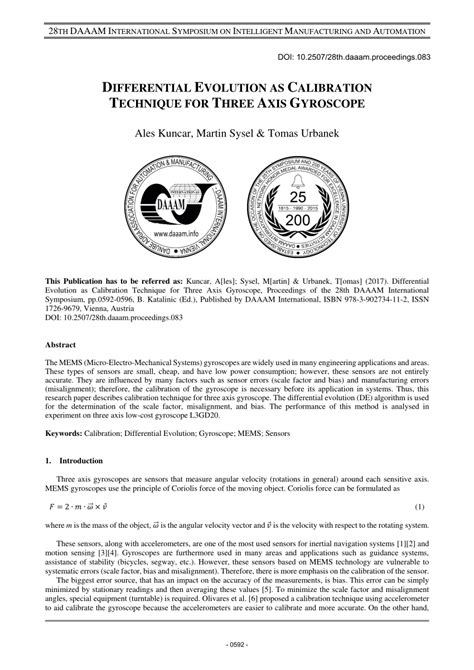 Pdf Differential Evolution As Calibration Technique For Three Axis Gyroscope