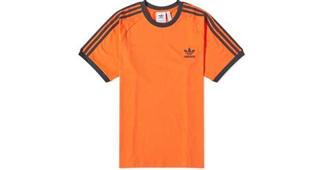 Adidas 3 Stripe T Shirt In Orange For Men Lyst Uk