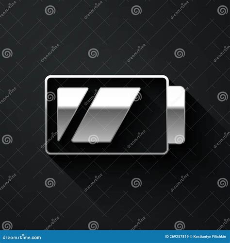 Silver Battery With Recycle Symbol Line Icon Isolated On Black Background Battery With