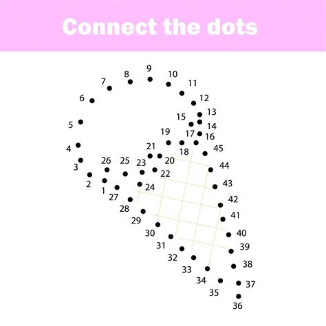 점 잇기 어린이 교육용 그리기 게임 아이들을 위한 숫자 게임으로 점 잇기 유아용 인쇄용 워크시트 활동 프리미엄 벡터