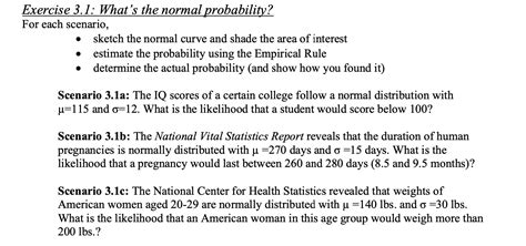 Solved Exercise What S The Normal Probability For Each Chegg