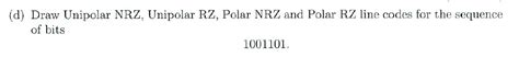 Solved D Draw Unipolar NRZ Unipolar RZ Polar NRZ And Chegg Com