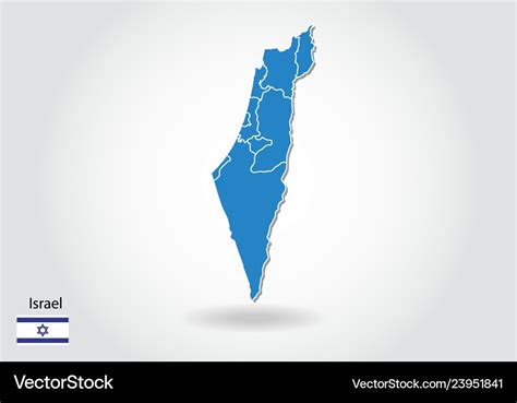 Israel Map Design With 3d Style Blue Royalty Free Vector