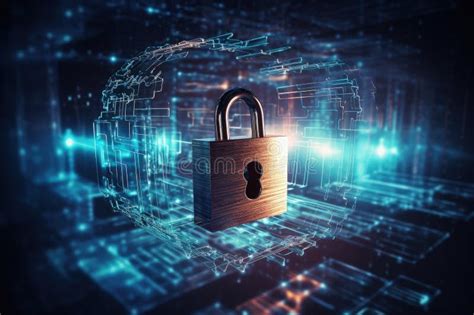 Cybersecurity Padlock Digital Lock On Technology Network Data Protection Cyber Securitym