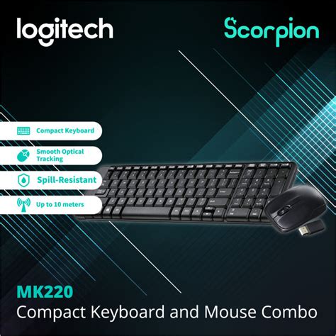 Logitech Mk220 Compact Wireless Keyboard And Mouse Combo Lazada