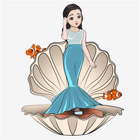 꿈 동화 캐릭터 일러스트 인어 공주 인어 인어 공주 껍질 Png 일러스트 및 Psd 이미지 무료 다운로드 Pngtree
