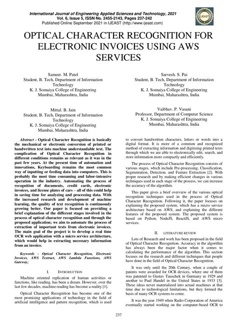 PDF Optical Character Recognition For Electronic Invoices Using AWS Services