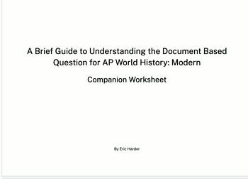 AP World DBQ Workshop Companion Assignment By History With Mr Harder