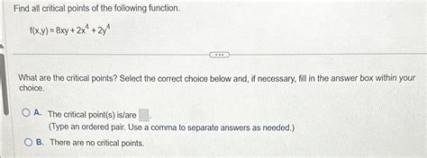solved find all critical points of the following