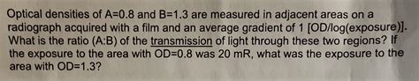 Solved Optical Densities Of A08 And B13 Are Measured In