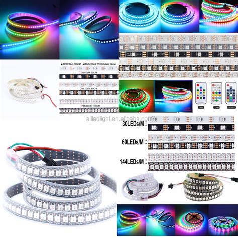 Ws2812 1m 5m 30 60 144leds M WS2812b Led Strip IP20 IP65 IP67 Waterproof Black PCB White PCB