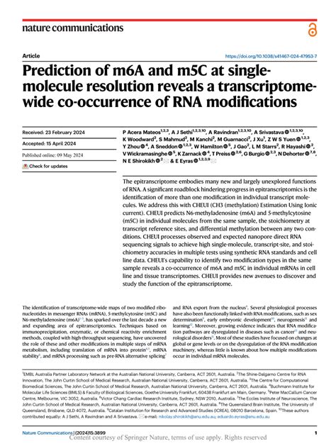 Pdf Prediction Of M6a And M5c At Single Molecule Resolution Reveals A