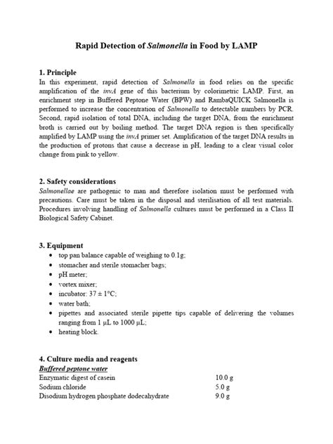 Rapid Detection Of Salmonella In Food By Lamp Pdf Polymerase Chain