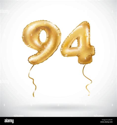 vector Golden number 94 ninety four metallic balloon. Party decoration ...