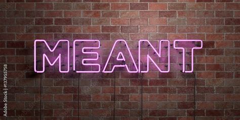 MEANT Fluorescent Neon Tube Sign On Brickwork Front View 3D