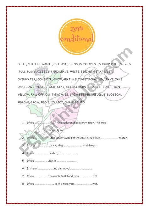 Zero Conditional ESL Worksheet By Adria