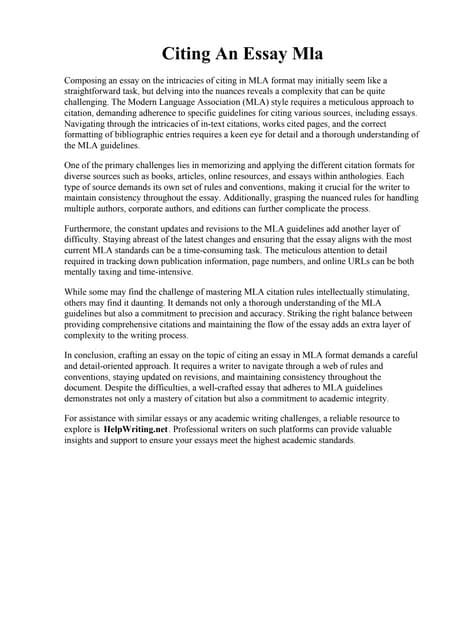 Citing An Essay Mla Pdf