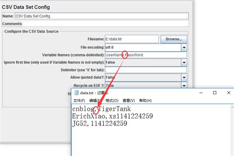 Jmeter配置元件之 Csv Data Set Config 参数化一 Tigertank 博客园
