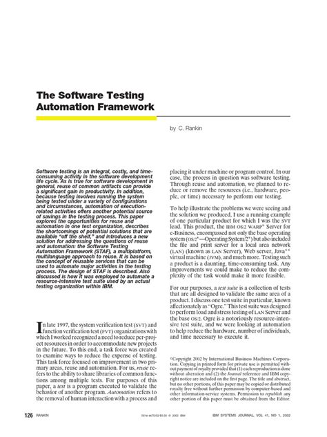 The Software Testing Automation Framework Pdf Common Object Request