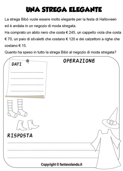 Schede Di Matematica Classe Quarta Problemi Di Halloween Fantavolando