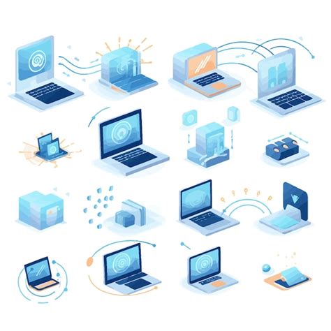 Premium Vector Websitedatatransfericonsetwithlaptops Vector
