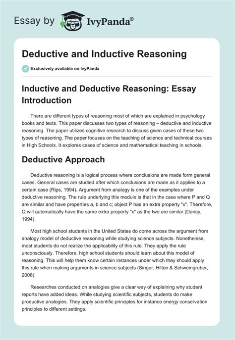 inductive and deductive reasoning essay example
