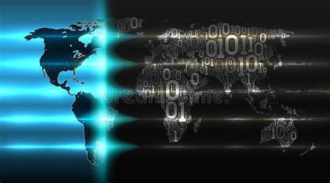 binary code world map with a background of abstract hardware concept