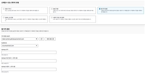 aws actions configure aws credentials 인증 설정