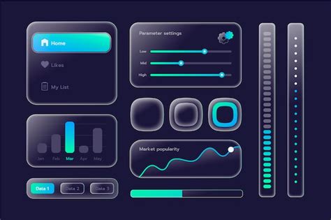 Premium Vector Gradient Glassmorphism Effect Ui Elements Collection