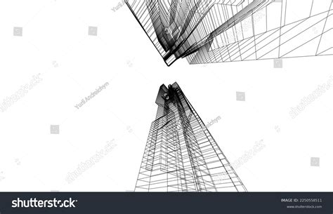 Linear Architectural Drawing Vector Illustration Stock Vector Royalty