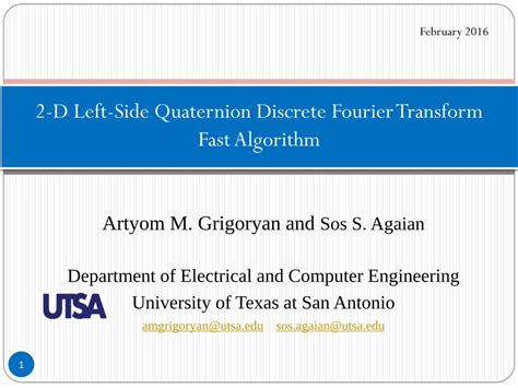 pdf 2 d left side quaternion discrete fourier transform fast