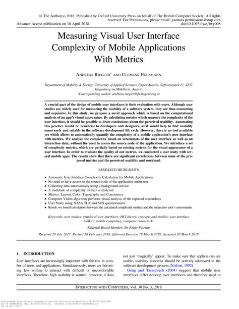 Pdf Measuring Visual User Interface Complexity Of Mobile Applications