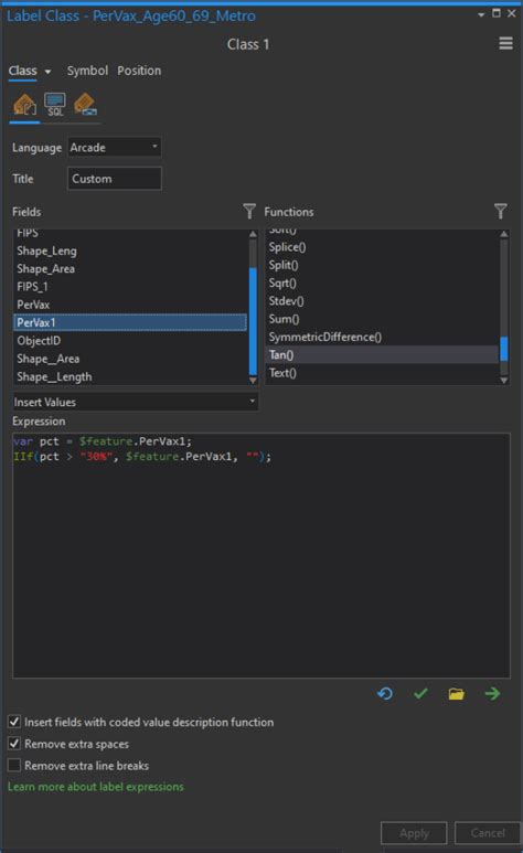 Labeling Showing Label If Greater Than Percentage Using Arcade With ArcGIS Pro Geographic